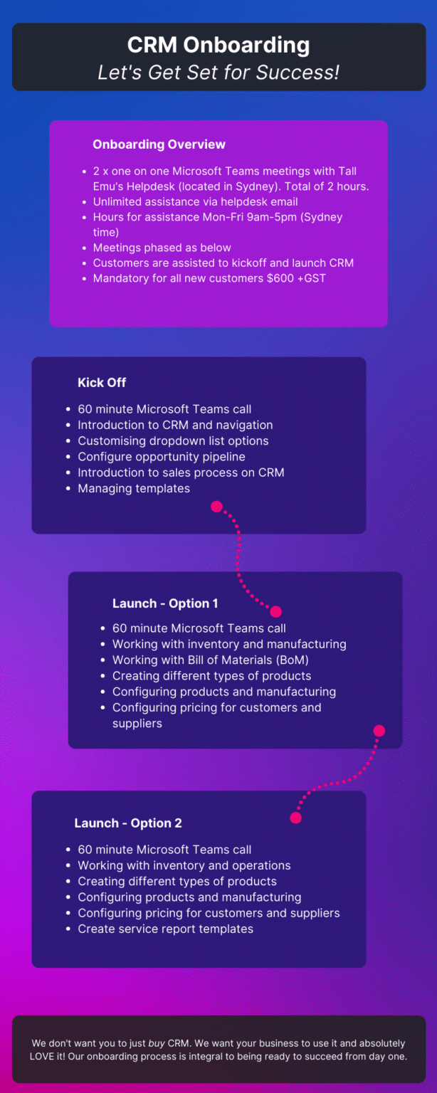 Onboarding / Set Up with Tall Emu - Tall Emu CRM